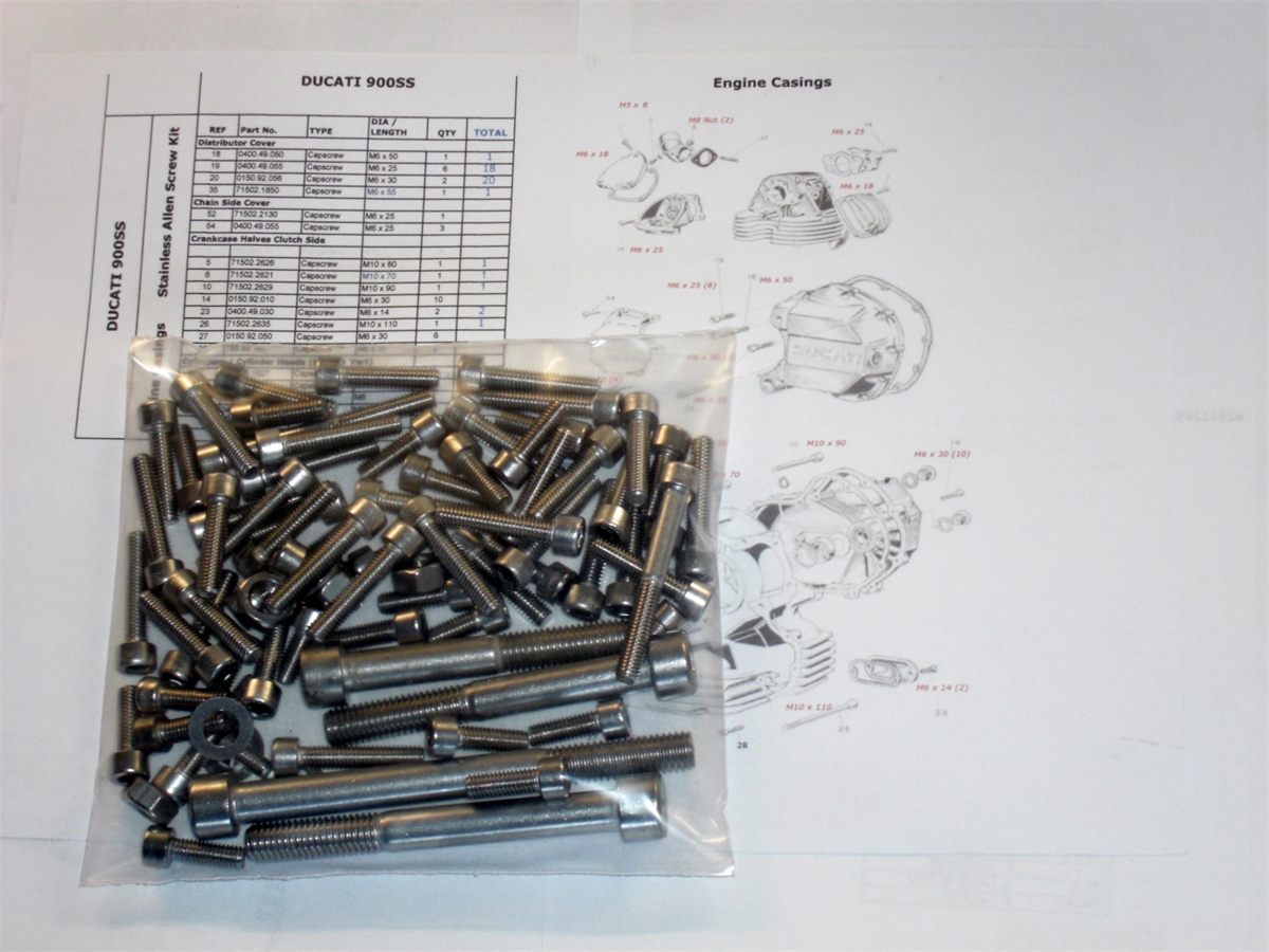 Ducati 900SS 1979-80 Engine Stainless Allen Bolt kit - Stig Fasteners Ltd