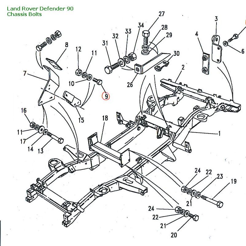 Land Rover Defender 90 Chassis Metric Bolt & Nut Kit - Stig Fasteners Ltd